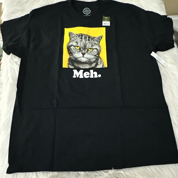 Dom | Shirts | Dom Mens New Tee Meme Cat Meh Black Short Sleeve Xl Crew ...